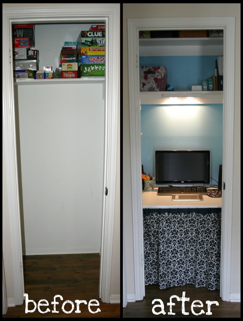 Computer Office In A Closet | Remodelaholic