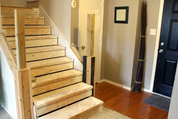 Beautiful Budget Stair Remodel; From Carpet to Wood Treads
