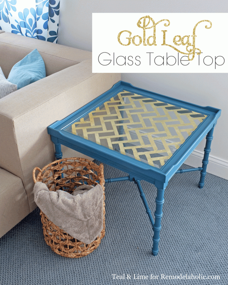 DIY Gold Leaf Glass Table Top | Remodelaholic