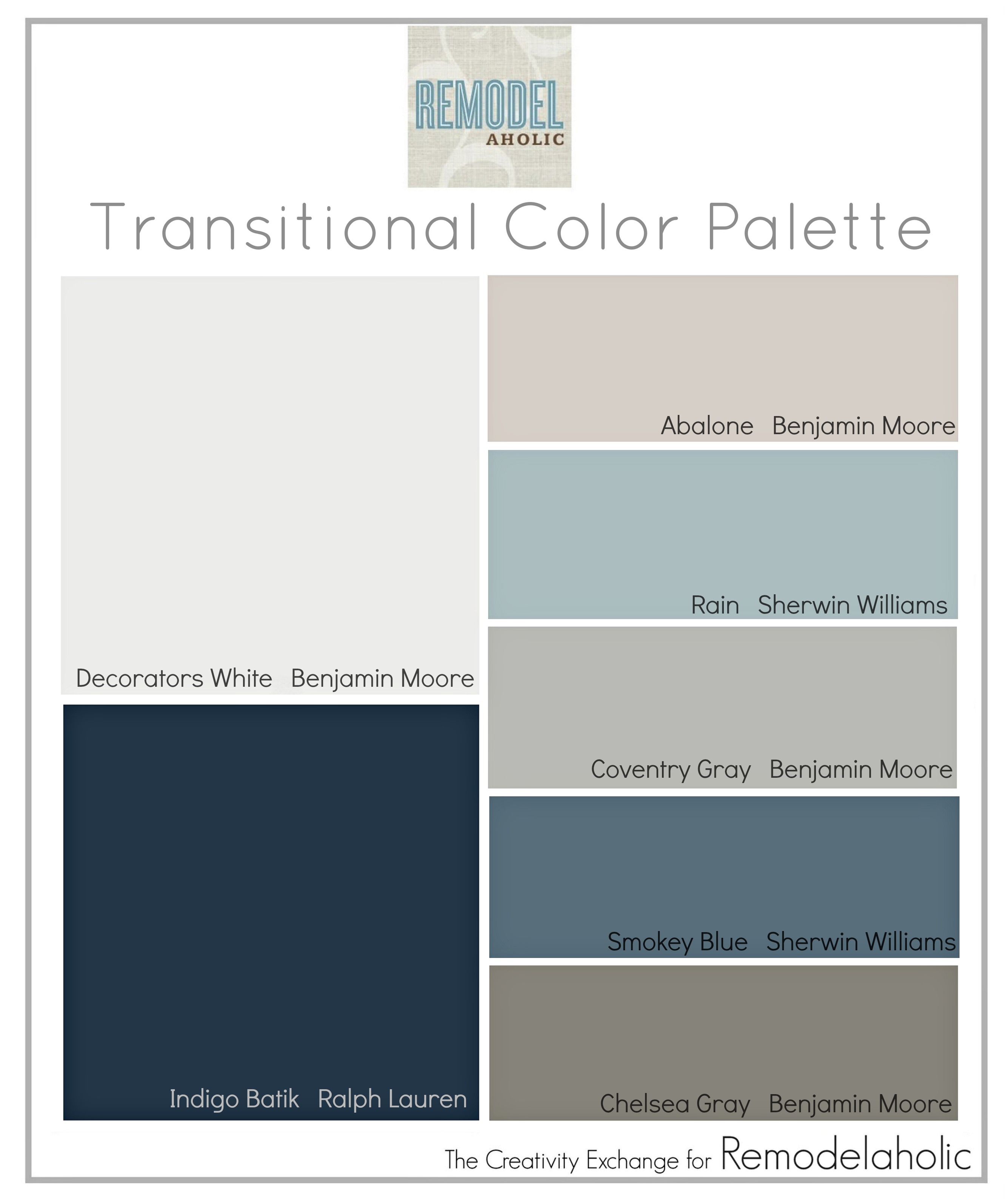 Transitional Paint Color Palette Remodelaholic Transitional Paint Color Palette Remodelaholic