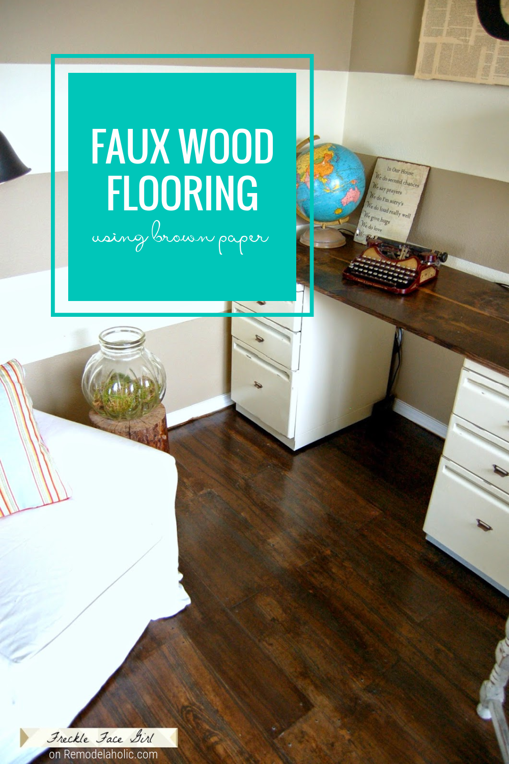DIY Faux Wood Flooring Using Brown Paper | Remodelaholic