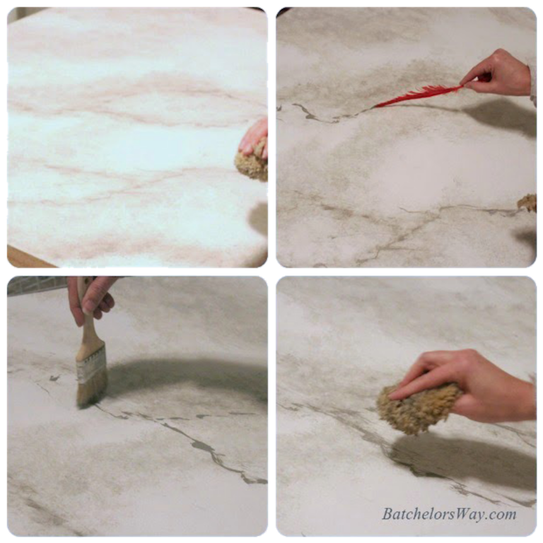 DIY Faux Marble Countertop to Fit $30 Budget | Remodelaholic