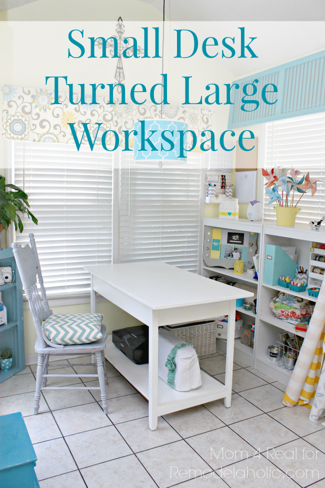 Small Desk Turned Large Workspace | Remodelaholic
