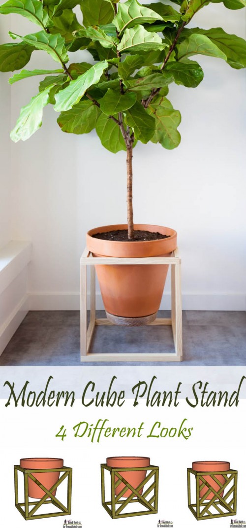Modern Cube Plant Stand With Optional Fretwork | Remodelaholic