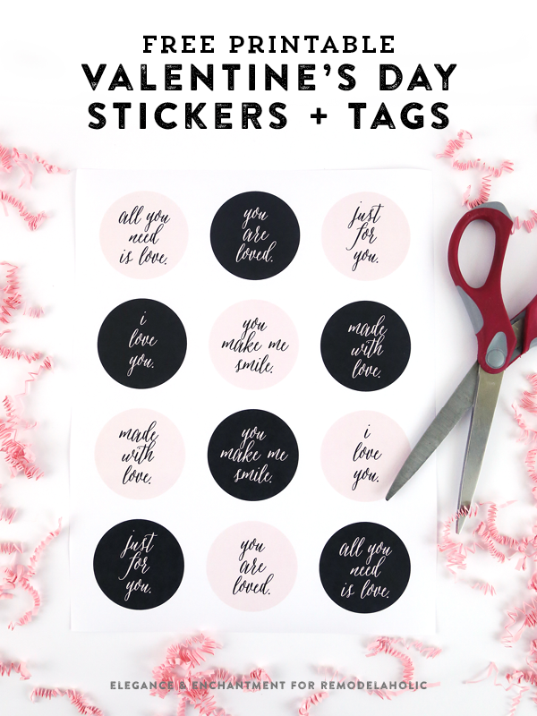 Printable Valentine's Day Stickers and Gift Tags | Remodelaholic