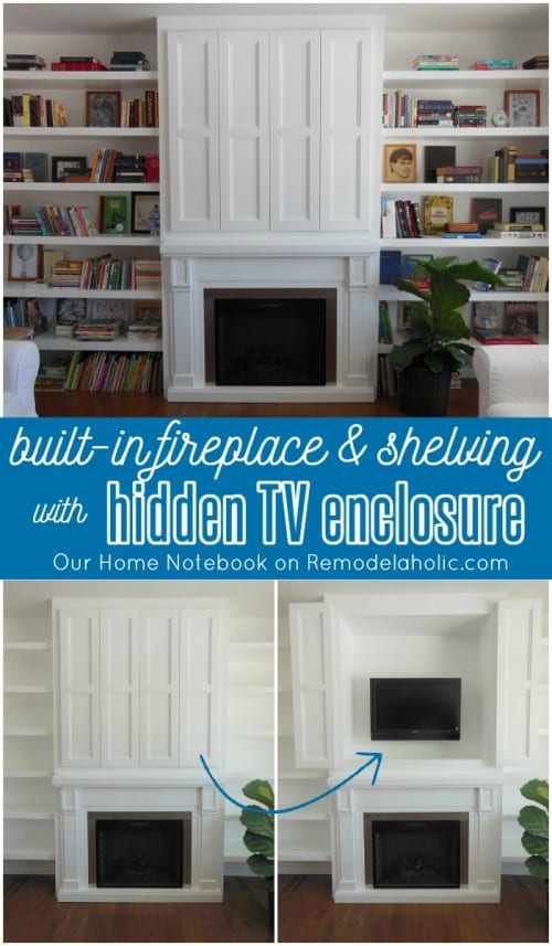 Built-In Fireplace Surround and Shelving with Hidden TV Nook ...
