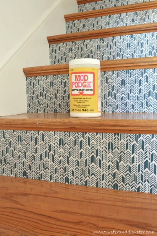 Colorful Stairwell Makeover With Fabric Stair Risers | Remodelaholic