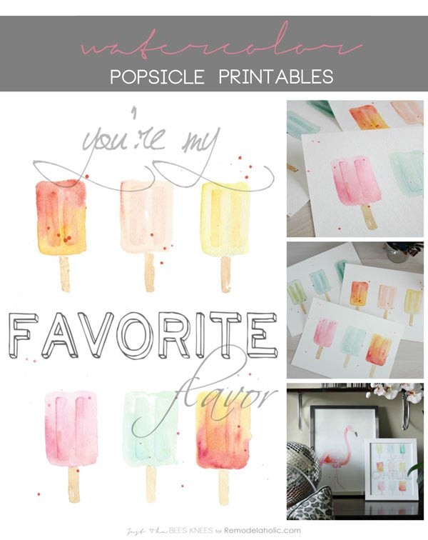 Summer Printable Wall Art: Watercolor Popsicle Set | Remodelaholic