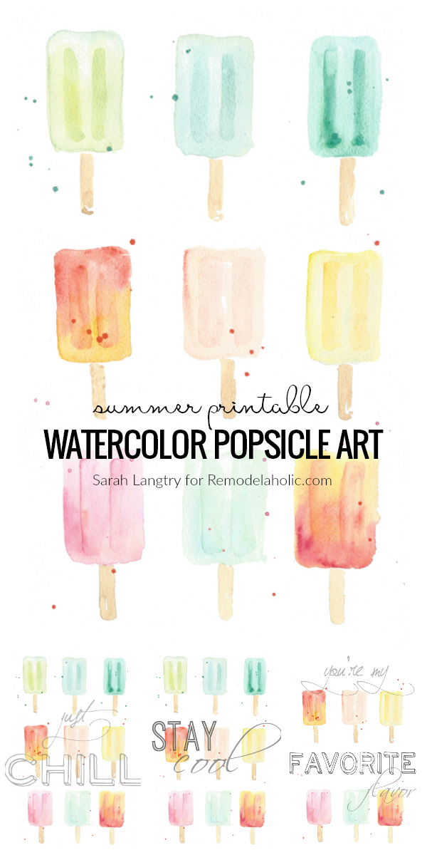 Summer Printable Wall Art: Watercolor Popsicle Set | Remodelaholic