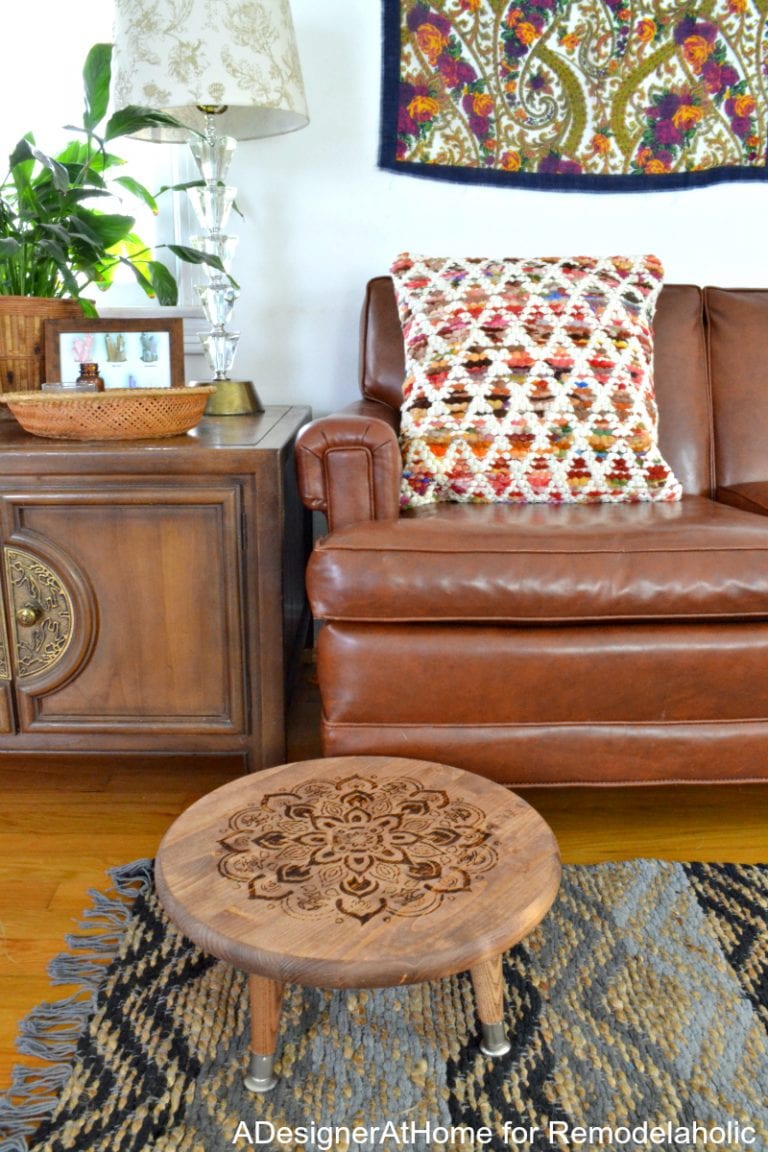 DIY Stool with Wood Burned Design | Remodelaholic
