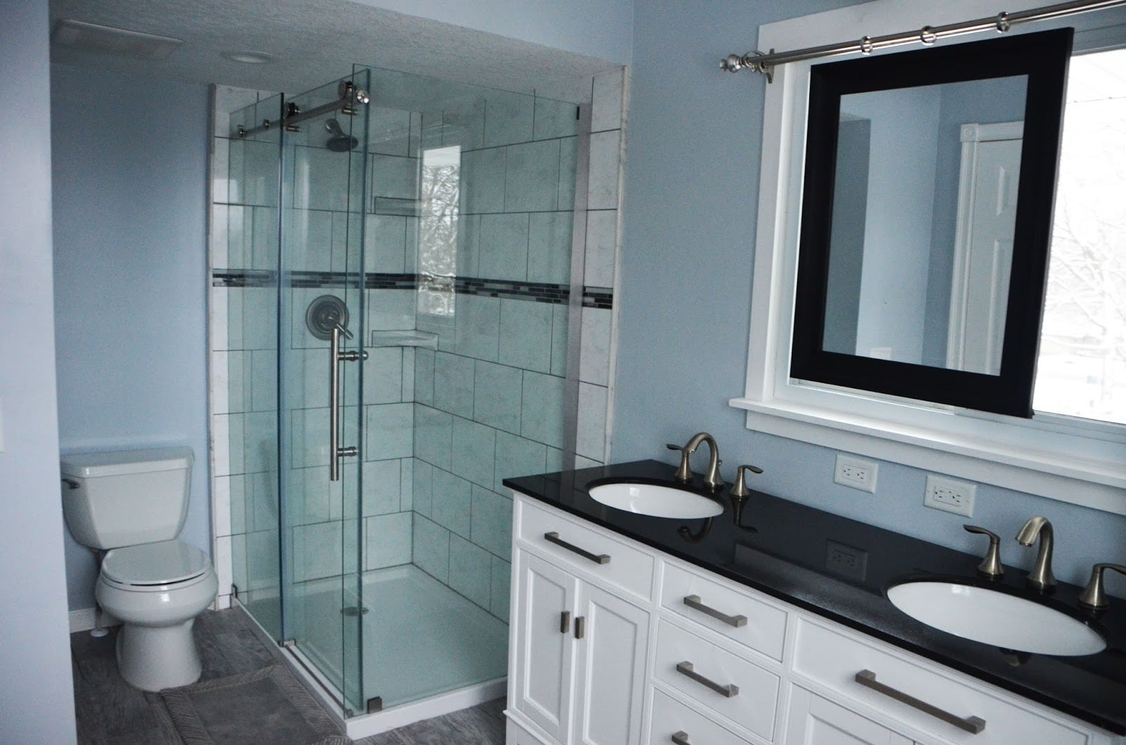 Remodelaholic | Master Bathroom Renovation with Sliding Mirror Over the ...