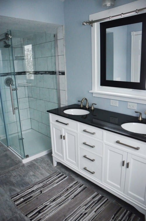 Master Bathroom Renovation with Sliding Mirror Over the Window ...