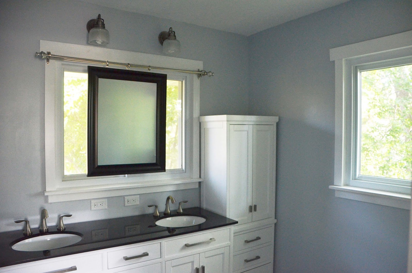 Remodelaholic | Master Bathroom Renovation with Sliding Mirror Over the ...