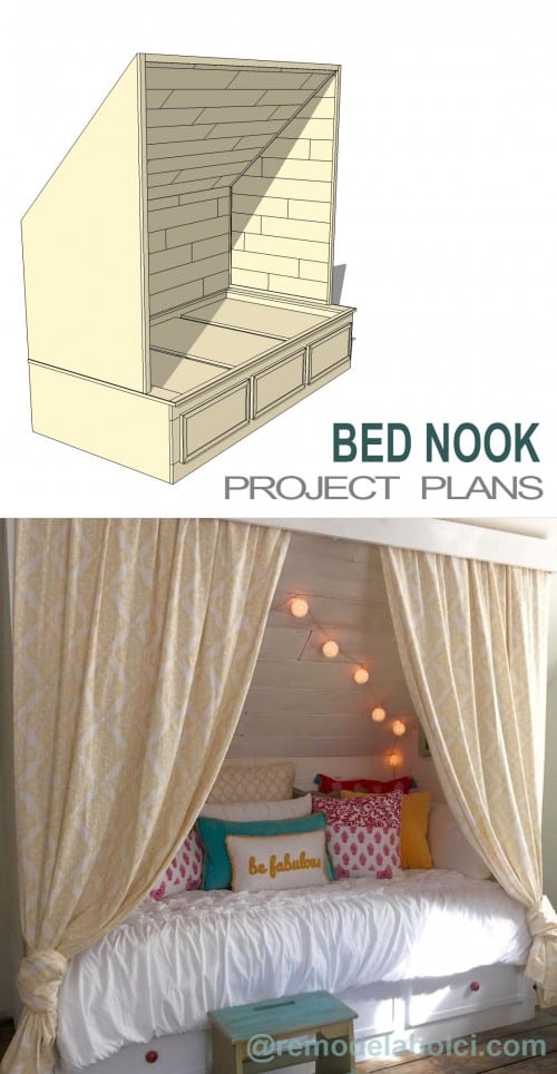 Beautiful Built-In Bed Nook with Storage Drawers | Remodelaholic