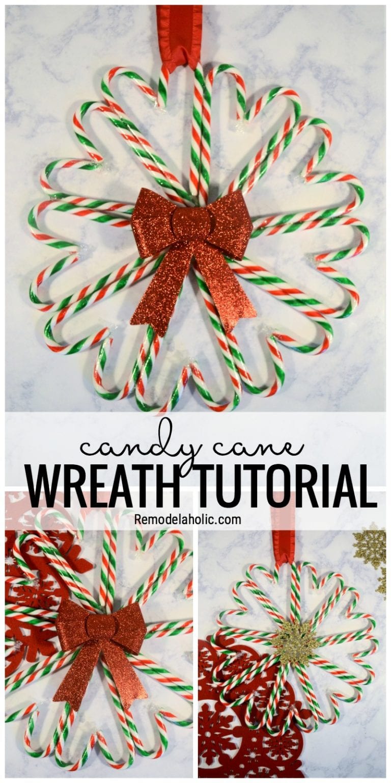 $5 Candy Cane Wreath for Easy Festive Christmas Decor | Remodelaholic