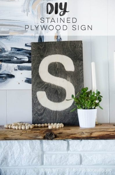 Rustic Stained DIY Plywood Monogram Sign | Remodelaholic