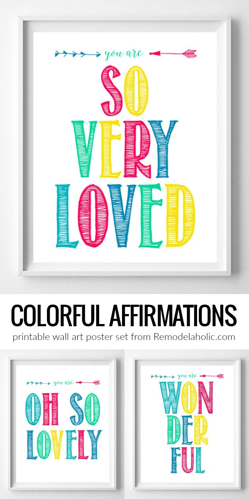 You Are Loved: Colorful Inspirational Printable Wall Art Set of Kids ...
