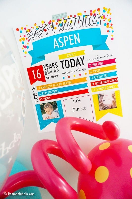 Printable Birthday Poster: Custom Fillable Infographic | Remodelaholic