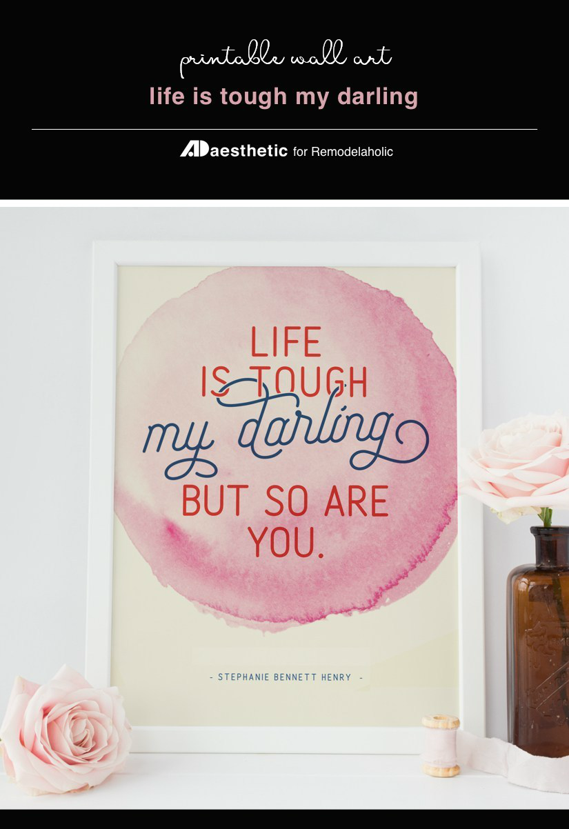 Printable Wall Art Quote: Life is Tough My Darling But So Are You ...