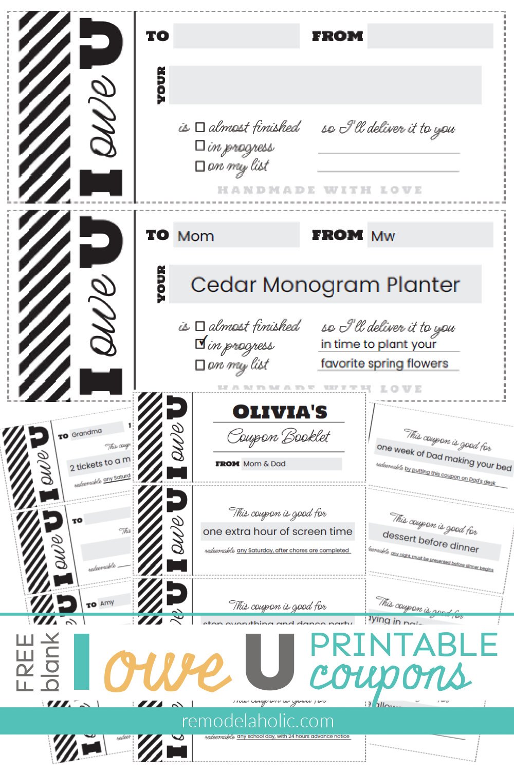 Free Printable Blank Coupon Template for Handmade Gifts or Personalized ...