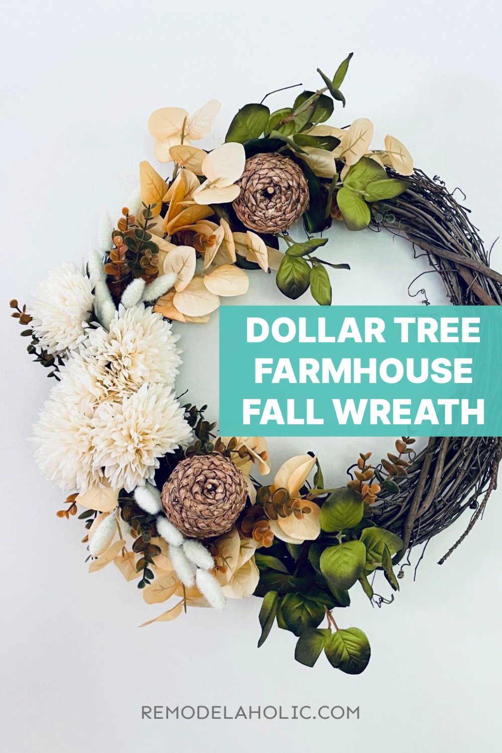 Easy Farmhouse Fall Wreath DIY from Dollar Tree | Remodelaholic