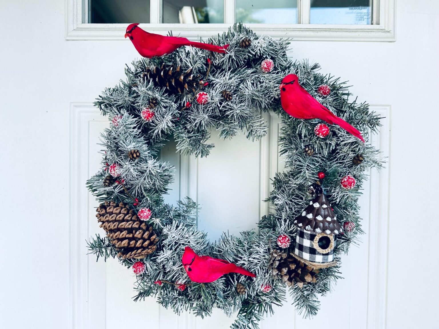 Easy Cardinal Winter Wreath DIY & How to Flock a Christmas Wreath ...