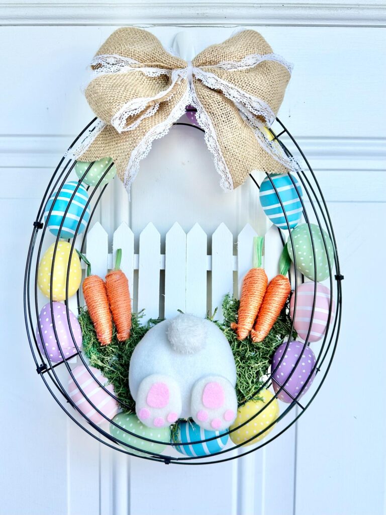 Whimsical Dollar Tree Bunny Butt Easter Egg Wreath DIY | Remodelaholic