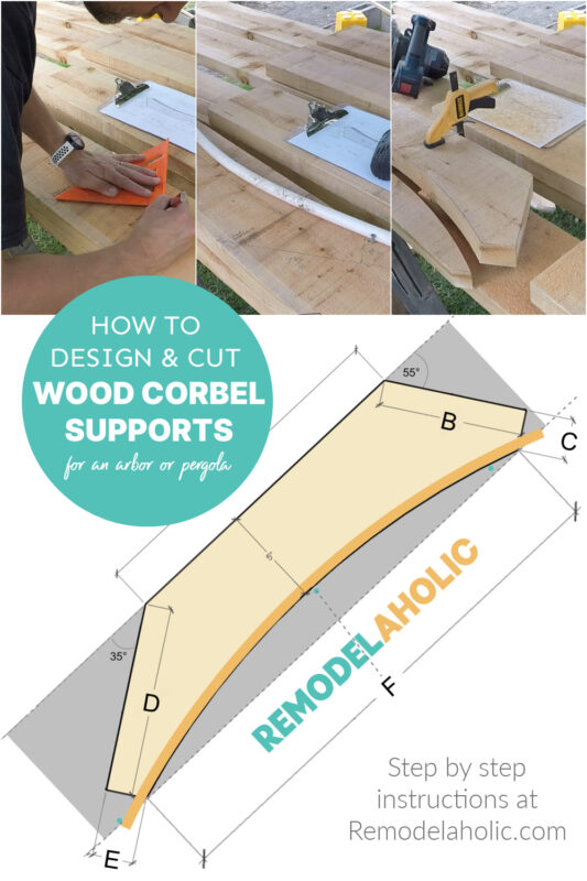 DIY Arbor Swing: How to Cut DIY Wood Braces for Pergola Support ...