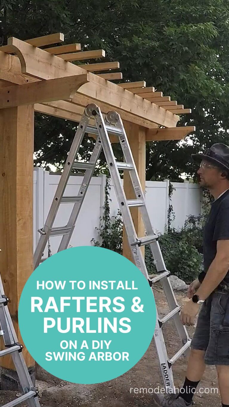 DIY Arbor Swing: How to Install Rafters / Purlins | Remodelaholic