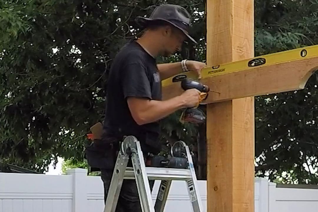 DIY Arbor Swing: How to Install Wood Beam Supports | Remodelaholic