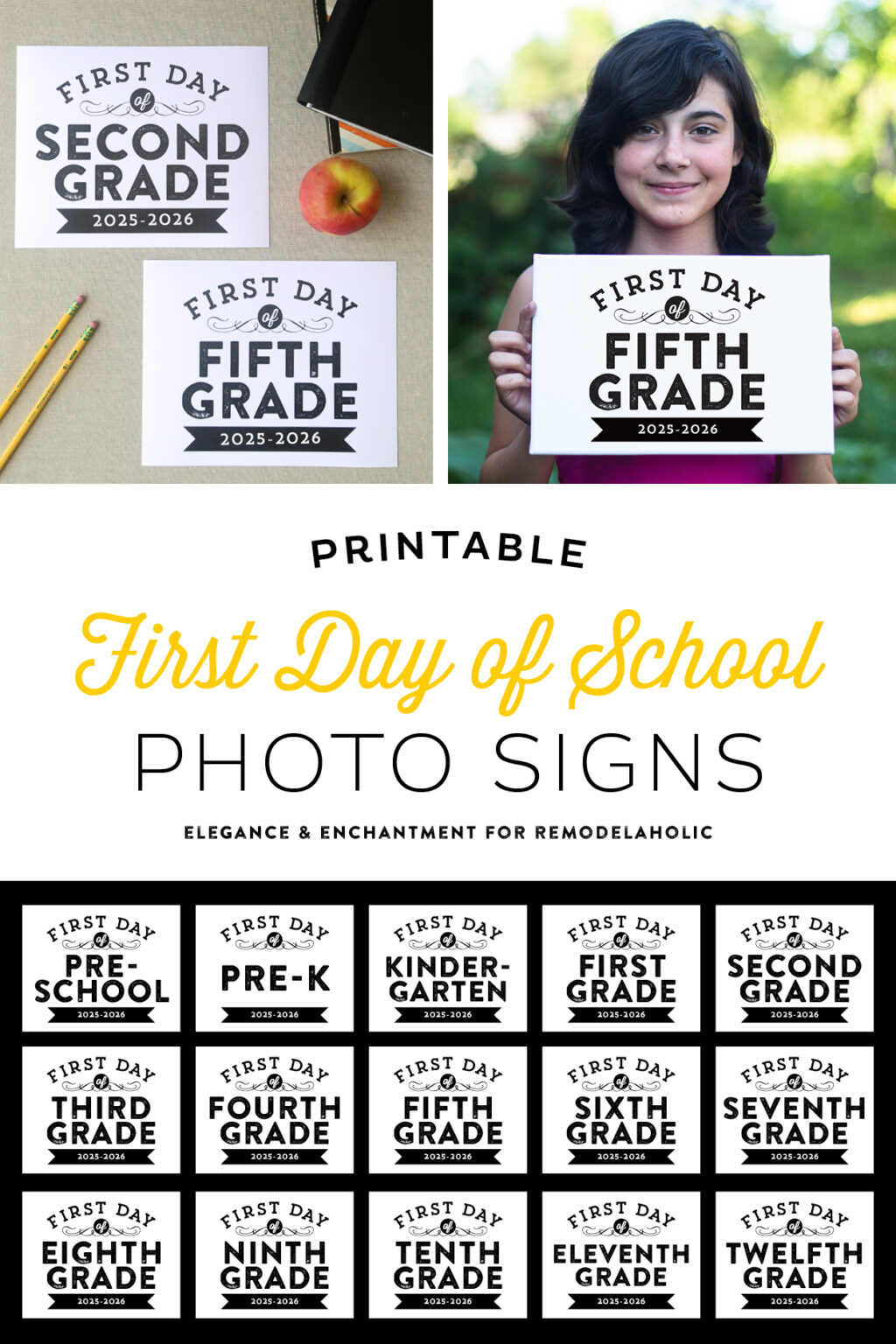 Printable First Day of School Signs (Updated for 2025-2026) | Remodelaholic