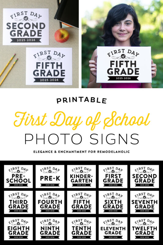 Printable First Day of School Signs (Updated for 2025-2026) | Remodelaholic