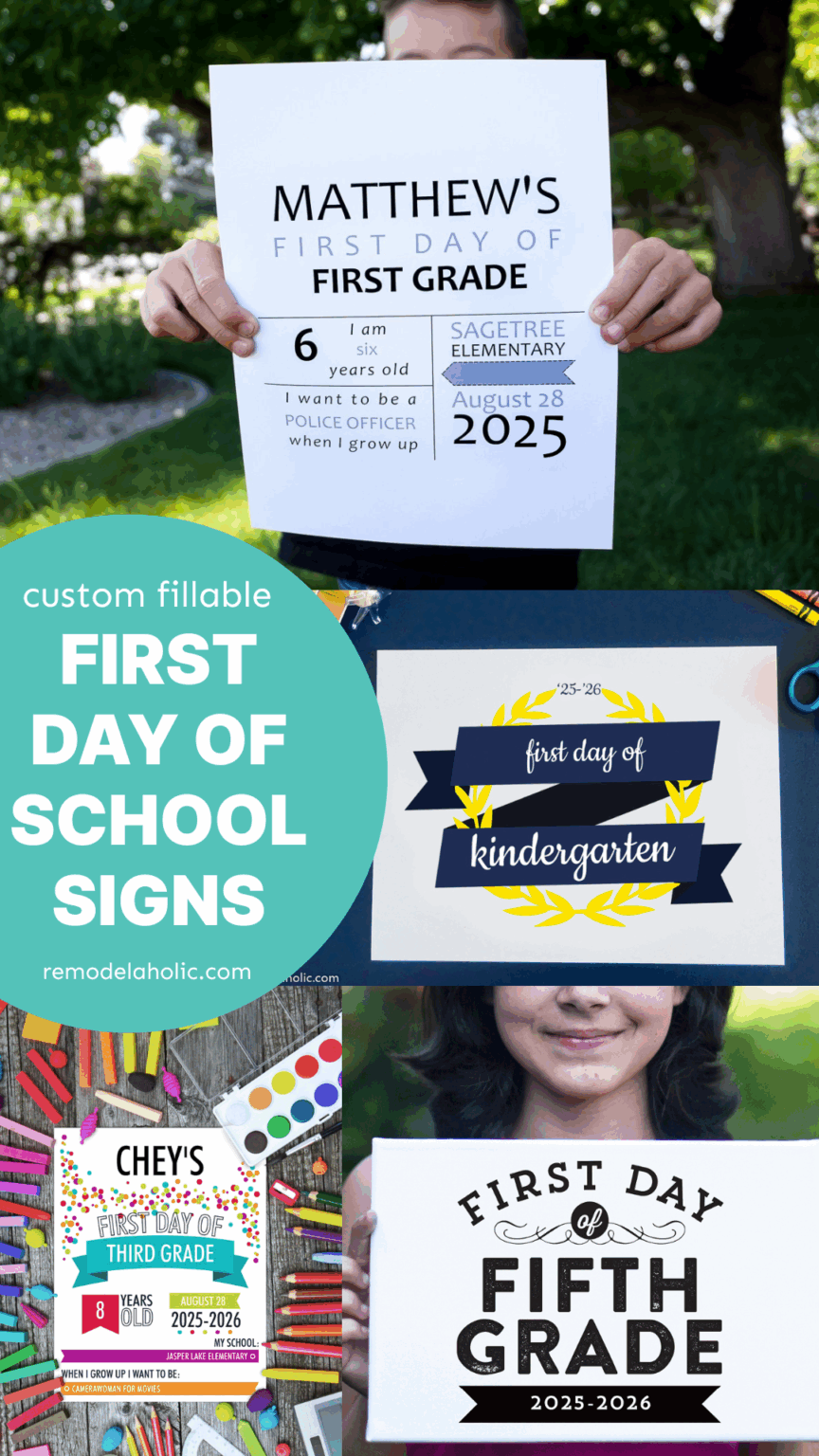 Editable Printable First Day of School Signs (2025-2026 Update ...